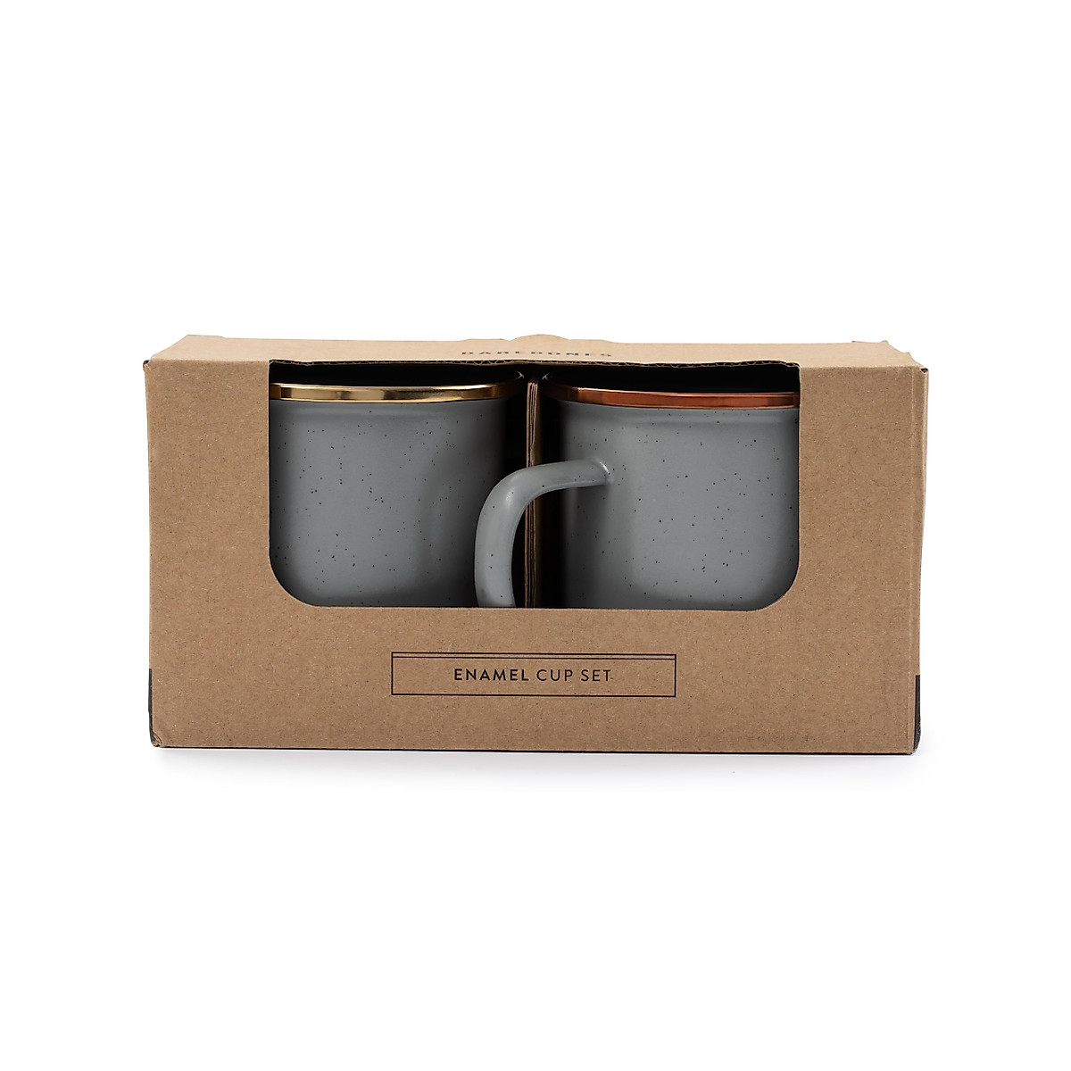 Barebones Enamel Cup - Enameled Steel Mug Set of 2 14-oz - Stainless Steel Rim for Camping and Outdoor Use- Slate Gray