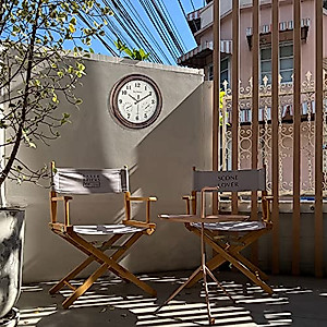 SkyNature Outdoor Clocks, 18 Inch Large Indoor Outdoor Wall Clock Waterproof with Temperature and Humidity, Silent Metal Pool Clock for Garden, Patio, Fence