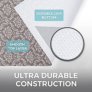 Home Genie Slip Resistant Removable Smooth Durable Drawer and Shelf Liner, Non Adhesive, Roll, Décor for Kitchen Cabinet Shelves Liners, Drawers, Desks, 12 Inch x 10 FT, Damask Caramel