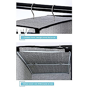 OULLYY Hanging Handbags Organizer for Closet, Multi-Layer Breathable Cotton Linen Fabric Closet Purse Storage Bag with Clear Dust Proof Cover (Gray A)