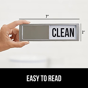 Gorilla Grip Clean and Dirty Dishwasher Magnet Sign, Optional Adhesive, Magnetic Kitchen Decor, Easy Read, Non-Scratch, Heavy Duty Shutter Slide Magnets for Dish Washer, Home Accessories, 7x2, Silver