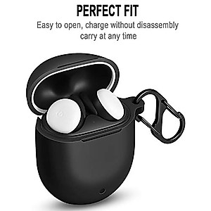 LiZHi for Google Pixel Buds A-Series Case (2021) / Pixel Buds 2 Case (2020), Soft Silicone Skin Cover Shock-Absorbing Protective Case with Keychain for Google Pixel Buds(Black)