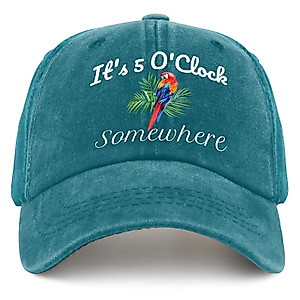 Jimmy Music Buffett Accessories Hats Its 5 Oclock Some Where Cap Women Hats Cyan Blue Funny Hats Gifts for Mom Outdoor Caps