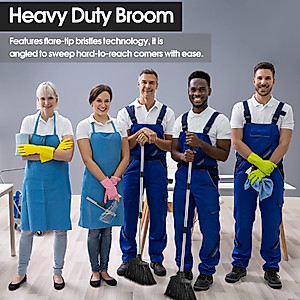10 Pack Heavy Duty Broom Bulk, Outdoor Indoor Broom Commercial Angle Broom with Adjustable Long Handle Stiff Bristles Broom with 47 Inch Broomstick for Home Kitchen Office Patio Lobby Floor Sweeping