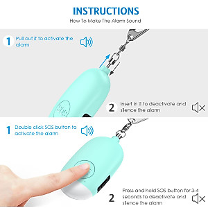 (Upgraded New Version) Safe Sound Personal Alarm, 130dB Rechargeable Safesound Security Alarm Keychain, Emergency Self Defense Alarm with, for Kids, Women, Elderly (2 Pack-White&Blue)