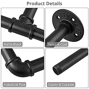 Tanice Industrial tube hanger wall-mounted 98cm, detachable retro industrial cylindrical clothes rail, suitable for bedroom, living room, kitchen