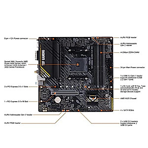 ASUS TUF Gaming A520M-PLUS (WiFi) AMD AM4 (3rd Gen Ryzen™) microATX Gaming Motherboard (M.2 Support, 802.11ac Wi-Fi, DisplayPort, HDMI, D-Sub, USB 3.2 Gen 1 Type-A and Aura Addressable Gen 2 headers)
