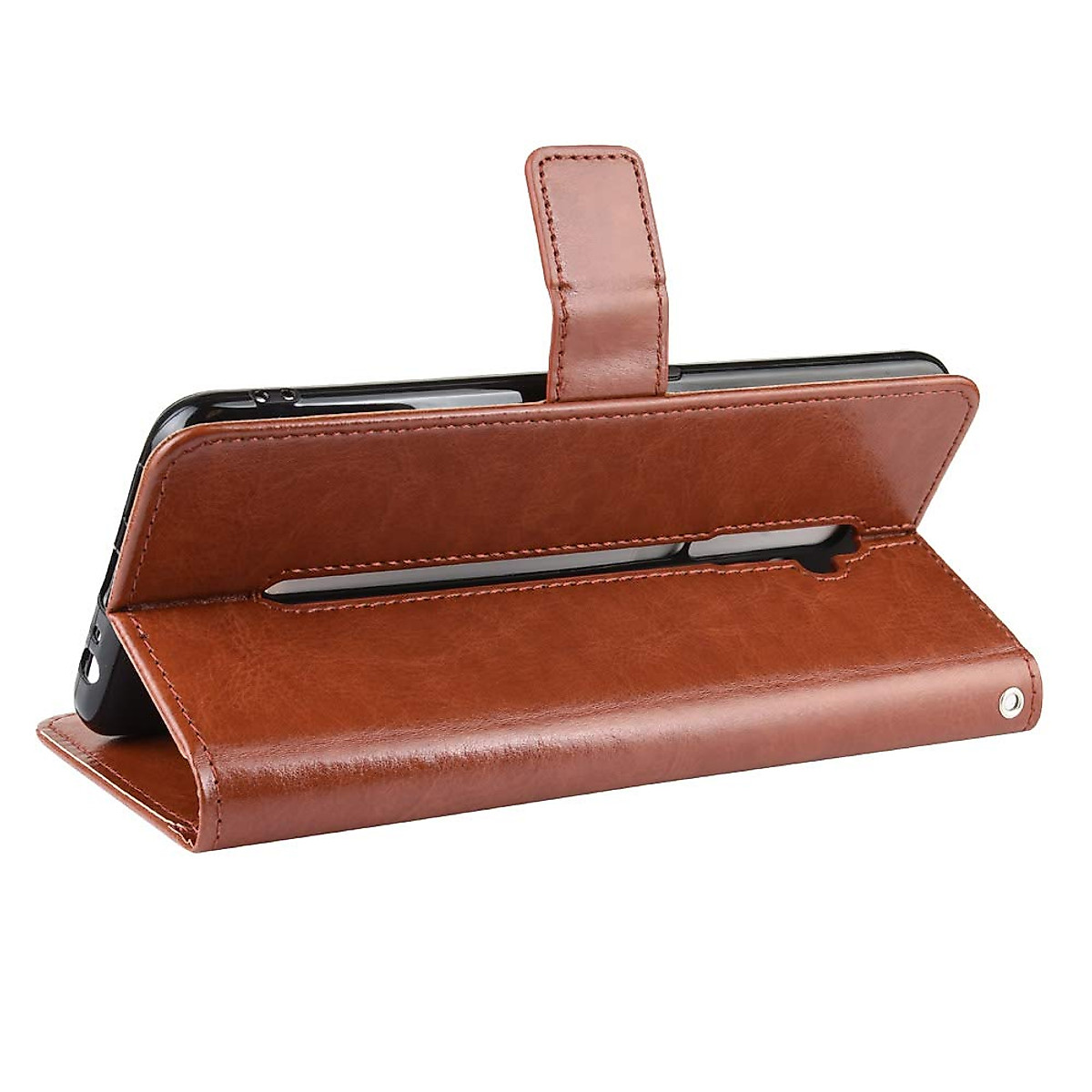 QiongNi Case for Oppo Reno 2F Case Cover,Case for Oppo Reno 2Z,Flip Leather Wallet Cover Case for Oppo Reno2 F CPH1989 / Reno2 Z PCKM80 CPH1945 CPH1951 Case Brown