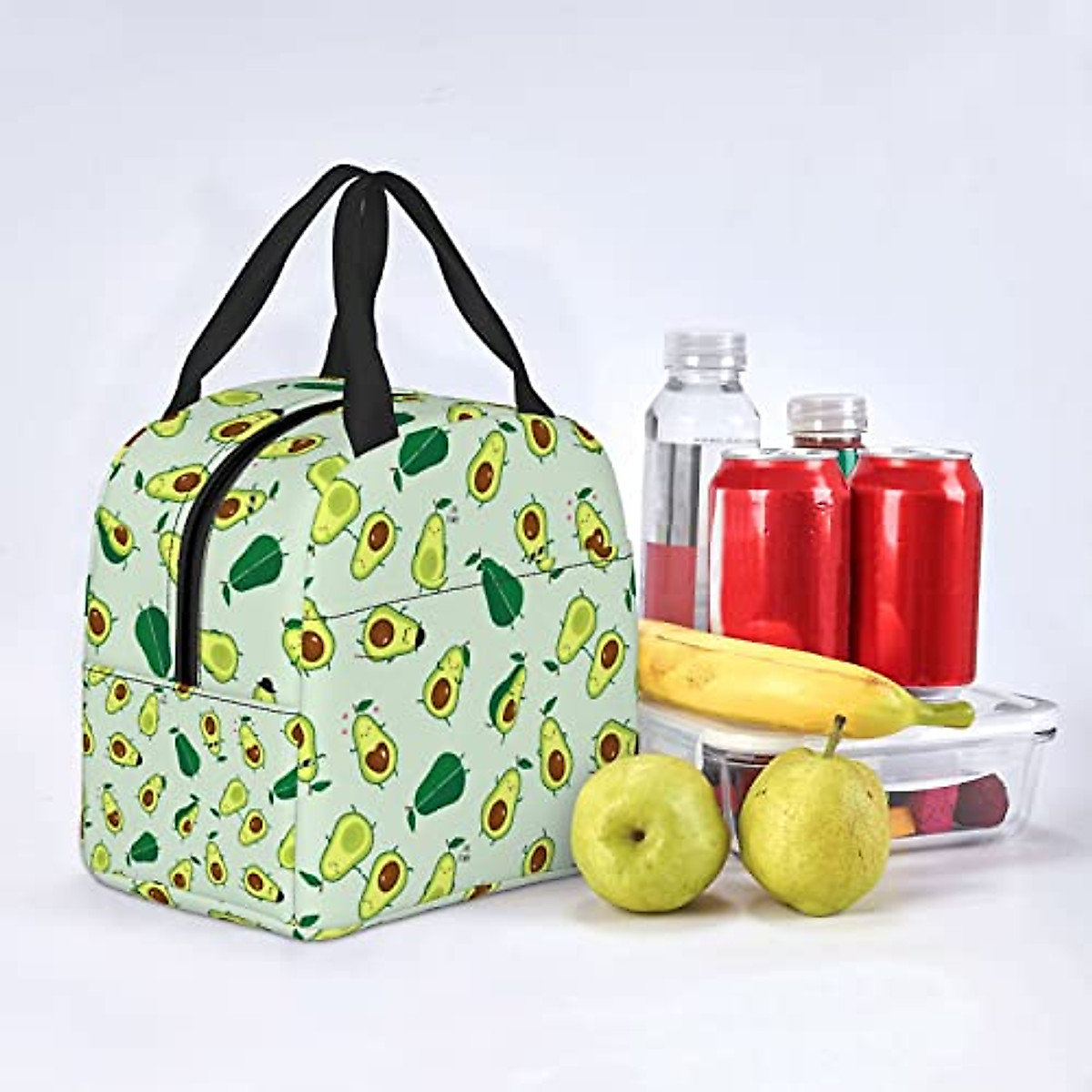 Echoserein Cute Avocado Fun Fruits Lunch Bag Insulated Lunch Box Reusable Lunchbox Waterproof Portable Lunch Tote For Women Men Girls Boys