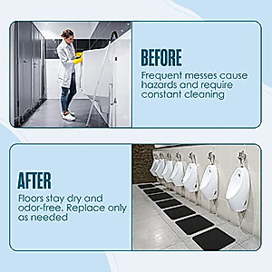 Houseables Urinal Mats, Floor Pads, 12 Pack, 17.25" x 22", Black, Blue, Square, Polypropylene Fibers, Disposable, Splash Mat, Pee Pad, for Men’s Bathroom, Urine, Restroom, Eliminating Odor
