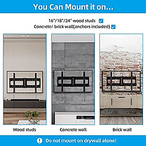 HOME VISION Fixed TV Wall Mount, Low Profile TV Mount for Most 32-75 inch TVs, TV Wall Mount Bracket Max VESA 600X400mm Up to 165lbs Fits 16”-18”-24” Wood Studs, Quick Release Lock