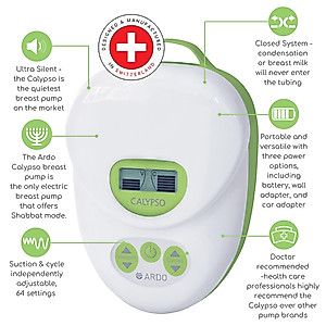Ardo Calypso Double Plus Electric Breast Pump Set – Quiet, Swiss Made Breast Pump with 64 Settings – Closed System Hospital Grade Breastfeeding Pump with Bottles, Breast Shells & Essentials Included