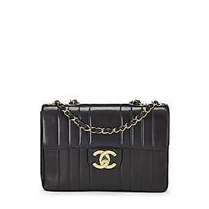 CHANEL, Pre-Loved Black Vertical Lambskin Half Flap Jumbo, Black