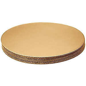 Fox Run 12-Piece Cardboard Scalloped Cake Circle Base, 10 x 10 x 0.25 inches, Gold