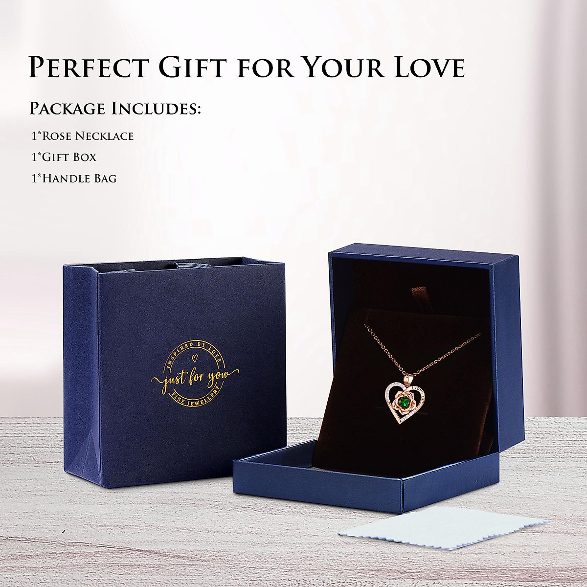 DFUNH Jewelry for Women Anniversary Necklace Gifts for Wife Rose Gold Necklaces for Women Birthday Gifts for Girlfriend Wife Christmas Gifts Mothers Day Valentines Day Gift for Her Wife