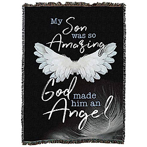 My Son was So Amazing God Made Him an Angel Blanket - Sympathy Bereavement Gift Tapestry Throw Woven from Cotton - Made in The USA (72x54)
