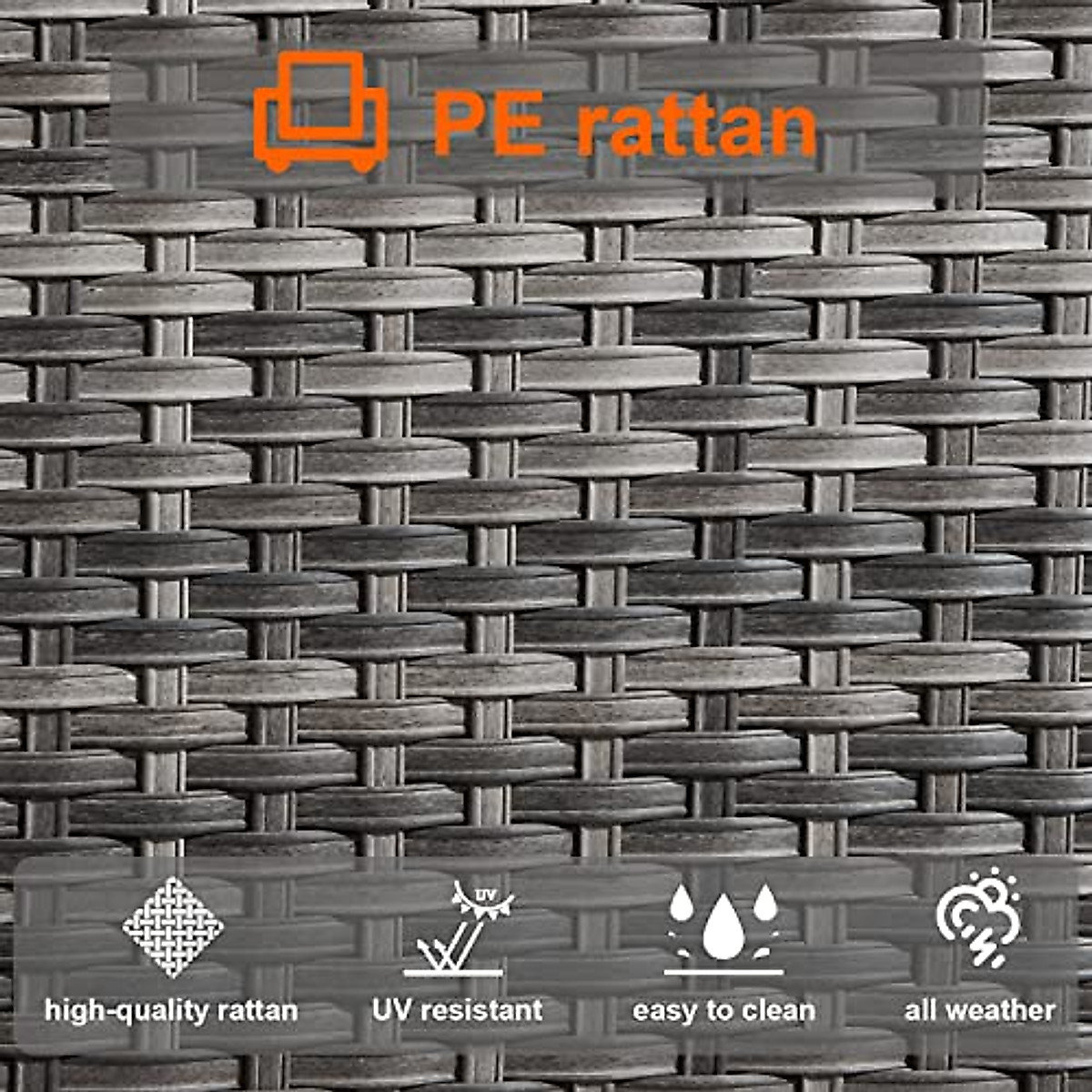 HOOOWOOO Patio Outdoor Conversation Set 9 Pieces Outside Patio Furniture Set Wicker Rattan Patio Seating Set Weather Resistant Patio Chairs Set,Denim Blue