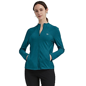 MoFiz Lightweight Workout Jacket with Long Sleeved UV Protection for Outdoor Ocean Blue 2XL