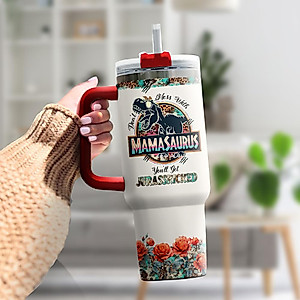 VAATOO Black Mom, Mamasaurus Gifts, Tumbler 40 Oz With Handle Lid And Straw, Mamasaurus Leopard Nutrition Facts, Mom Nutrition Facts Insulated Cup Leopard Leak Resistant Water Bottle