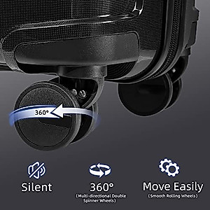 imiomo Luggage Hardside Suitcase Sets,3 Piece Travel Luggage Sets with Spinner Wheels,Lightweight PP Luggae Sets Clearance with TSA Lock (Black)