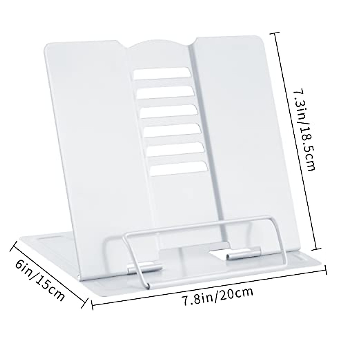 MSDADA Desk Book Stand Metal Reading Rest Book Holder Adjustable Cookbook Documents Holder Bookstands for Recipes Textbooks Music Books Birthday Gift for Age 3,4,5,6,7,8,9,10+ Boys Girls (White)