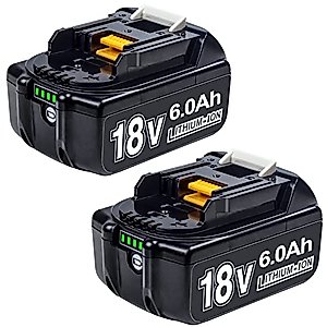 DTK 2Packs 6.0Ah Battery Replacement for Makita 18V Battery BL1860B BL1850B BL1840B BL1830B BL1820B