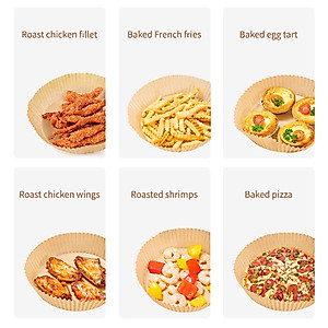 Air Fryer Liners Disposable 100pcs Air Fryer Parchment Paper 8 Inch (Fit 5-8 Qt) Non-Stick Oil Paper For Air Frying, Baking, Microwave Oven Baking