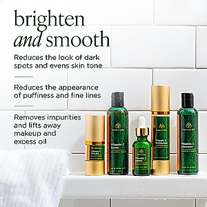 NEW LOOK | Tree of Life Vitamin C Brightening Complete 5-Pack: Serum (1 Oz), Moisturizer Cream (1.7 Oz), Eye Gel, (0.5 Oz), Toner (4 oz), Cleanser (4 oz), Renewing for Face, Clean Dermatologist-Tested Skin care