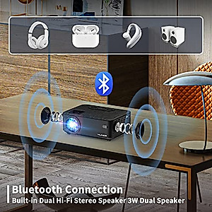 WiFi Projector, VILINICE 7500L Mini Bluetooth Movie Projector ,Portable Phone Projector with Wireless Mirroring,1080P and 240" Supported, Compatible with Fire Stick,HDMI,VGA,USB,TV,Box,Laptop,DVD