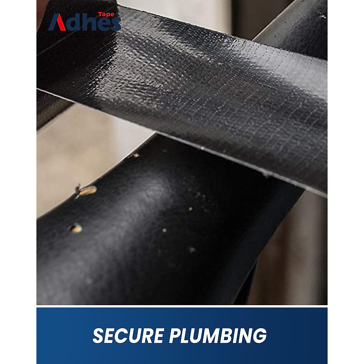 ADHES Black Duct Tape Heavy Duty Waterproof 1.88 Inch x 164 Feet (55YD) Strong Adhesive & No Residue Black Duct Tape for Indoor & Outdoor Repairs, Industrial, Professional Use