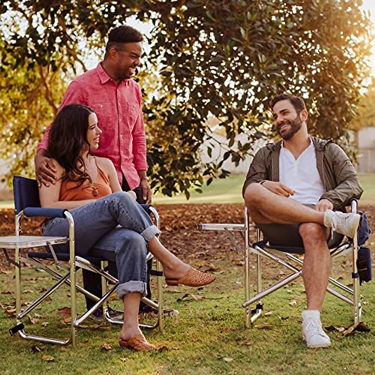 PICNIC TIME ONIVA - a Brand - Sports Chair with Side Table, Beach Chair, Camp Chair for Adults& ONIVA - a Brand Outdoor Canopy Sunshade Beach Umbrella 5.5'