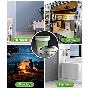 13L Portable Washing Machine, Mini Portable Washer with Spin Dryer, 3 Modes Deep Cleaning for Baby Clothes Socks Underwear or Small Items, small Washing Machine suitable for Apartment,RV Travel Green