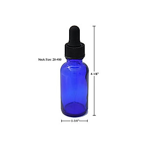 DropperStop™ 1oz Cobalt Blue Glass Dropper Bottles (30mL) with Tapered Glass Droppers - Pack of 99