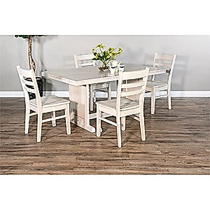 Pemberly Row 37" Wood Dining Room Ladderback Chair with Wood Legs for Kitchen, Modern Restaurant Chairs in Marble White