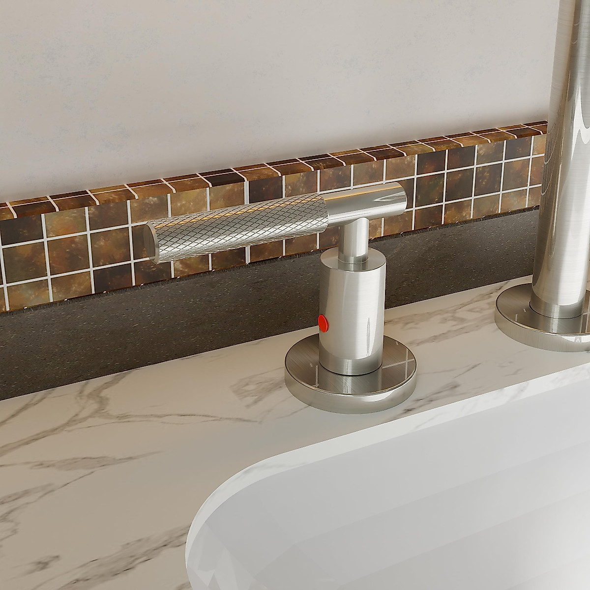 KPAIDA Bathroom Faucets, 3 Hole Bathroom Sink Faucet Brushed Nickel 8 inch Widespread Bathroom Faucet, 2 Handle Faucet for Bathroom Sink Vanity with Pop Up Drain