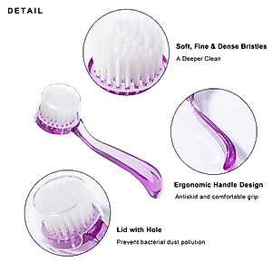 Facial Brush, Raploy 3 Pack Manual Exfoliating Face Brush Facial Cleansing Brush Face Brush Face Scrubber and Face Brush Cleanser Acrylic Handle for Massage Cleansing (Black,Clear,Purple)