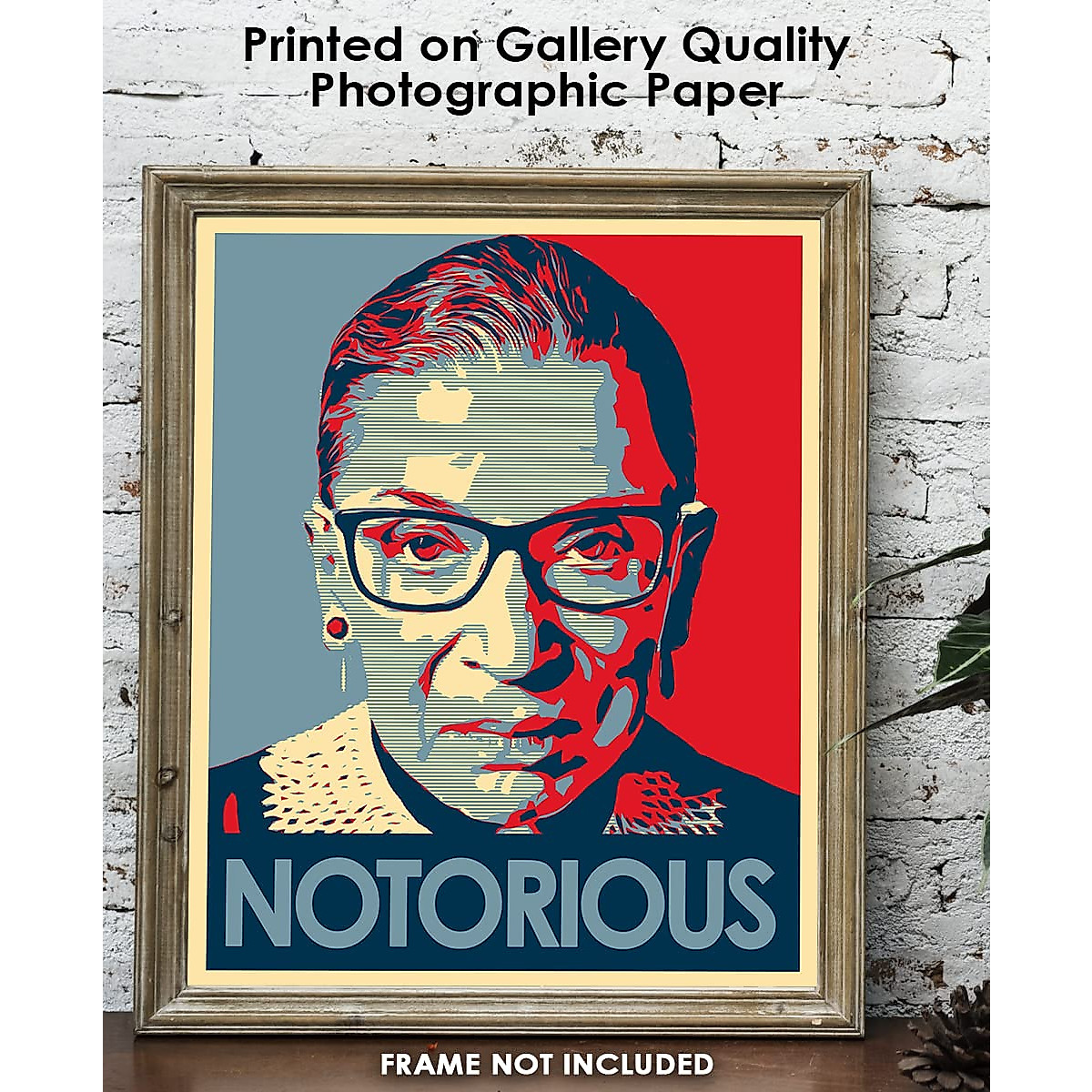 Inspirational Ruth Bader Ginsburg Wall Art: "Notorious" 8x10 RBG Poster, RBG Wall Art & Motivational Wall Art, Positive Affirmations Wall Decor for Bedroom & Office Decor for Men & Women
