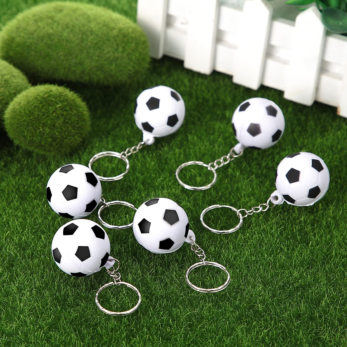 Blulu 30 Pack Soccer Keychains Soccer Stress Ball Sports Ball Keychains Soccer Key Chain for Boys School Carnival Reward, Party Bag Gift Fillers (Soccer)