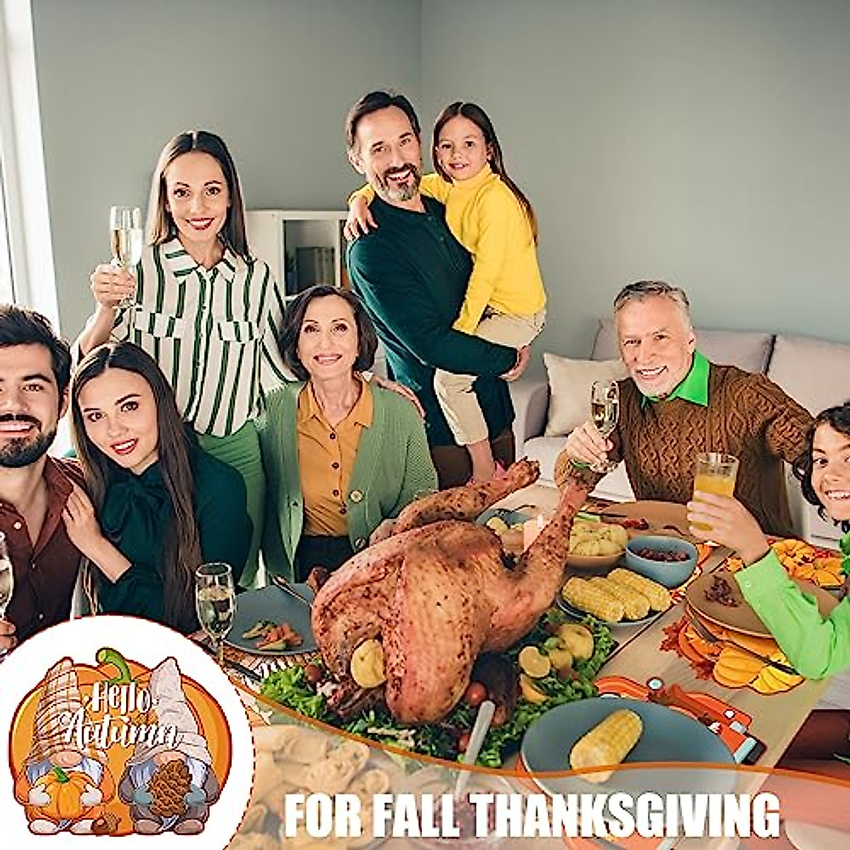 Kajaia Summer Fall Sunflower Placemats Set of 6 Gnome Sunflower Placemats 12 x 14 Inch Plastic Kitchen Placemats Truck Washable Table Mats for Summer Fall Thanksgiving Dining (Pumpkin)