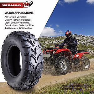 WANDA ATV/UTV Tires 25x8-12 25x8x12 6-Ply Light Mud Tires, Set 2-10243
