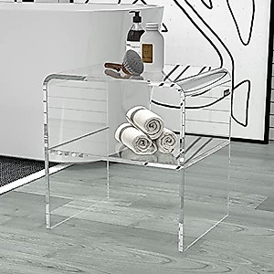 ONELUX 1626 Acrylic Bedside nightstand with Additional Shelf,Lucite Occasional Sofa Tables