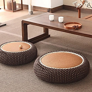 KXDFDC Japanese futon Tatami mat Floor seat Block Home Lazy Tea Room Play mat Round futon Rattan Woven (Color : E, Size : 50 * 17cm)
