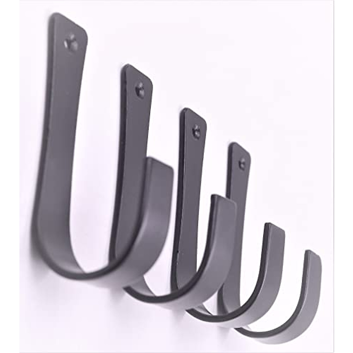 The Metal Magician Set of 4 Coat Hooks Wall Mounted Wrought Iron Hanger Farmhouse Rustic Key Holder Towel, Handbags, Hat Hanging Perfect for Bathroom, Kitchen, Living Room (Black)