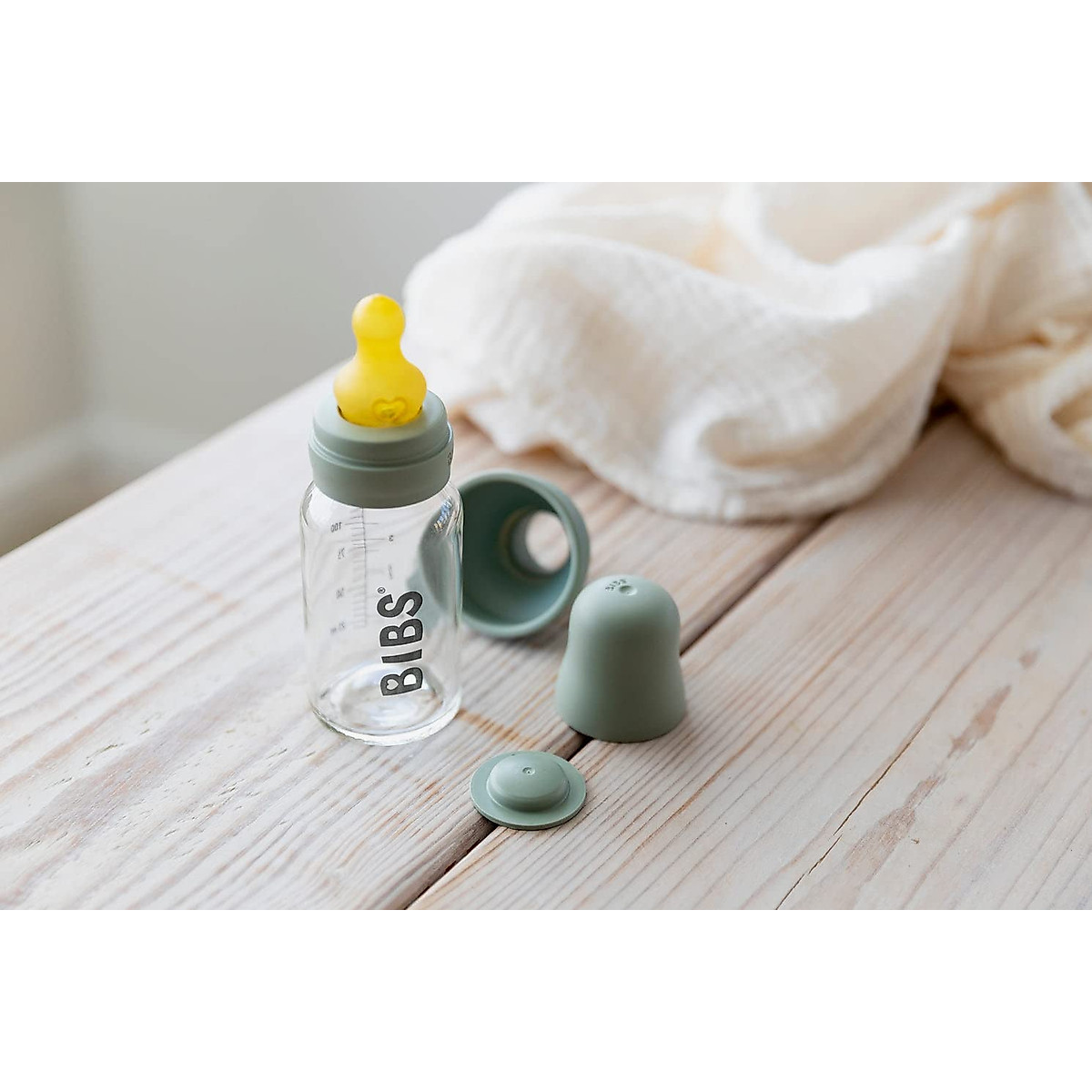 BIBS Glass Bottle - Part of Set. Mix and Match with BIBS Colorful Bottle Kits., 110 ml, Single Glass Bottle