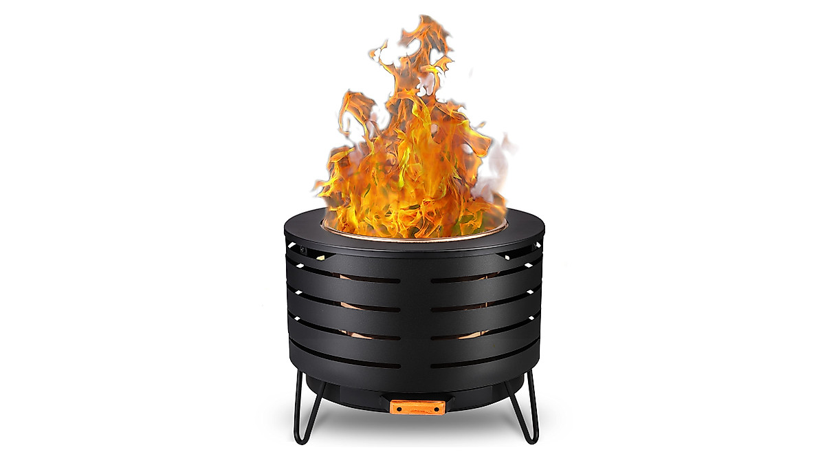 FIROW Smokeless Fire Pit 23 Inch for Outdoor Camping & Gatherings