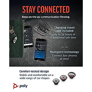 Poly Voyager 5200 UC Wireless Headset & Charging Case (Plantronics) - Single-Ear Bluetooth Headset w/Noise-Canceling Mic - Connect Mobile/Mac/PC via Bluetooth - Works w/Teams, Zoom - Amazon Exclusive