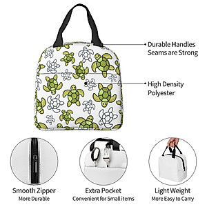 Lunch Bag Green Kawaii Turtle Insulated Lunch Box Teen School Reusable Bags Meal Portable Container Tote For Boys Girls Travel Work Picnic Boxes