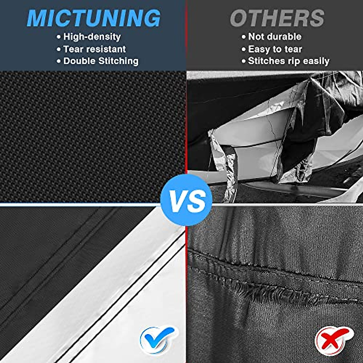 MICTUNING Boat Cover 17-19FT 210D Waterproof Heavy Duty Boat Cover UV Resistant Cover with Adjustable Fixing Straps for V-Hull,Fish&Ski,Pro-Style,Fishing Boat etc