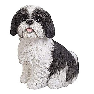 Pacific Giftware Realistic Shih Tzu Statue Glass Eyes Statue Home Decor
