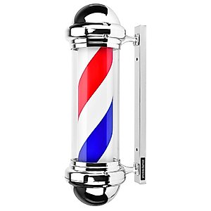 precious harvest Barber Light Pole,Red, Blue and White Barbershop Rotating Light Fixture, Classic Signs for Hair Salon,Wall Mount,LED Light Source, Indoor and Outdoor Use, 30 Inch